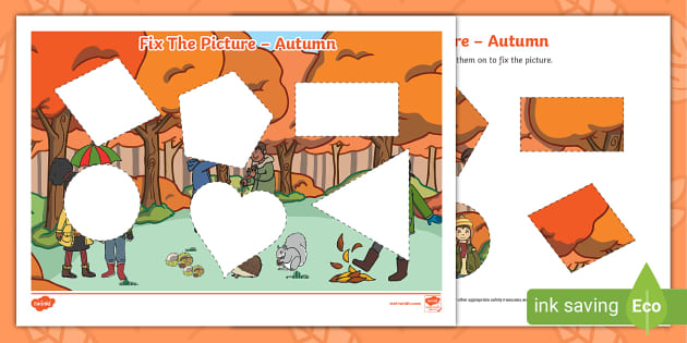Autumn Fix the Picture Activity (Teacher-Made) - Twinkl