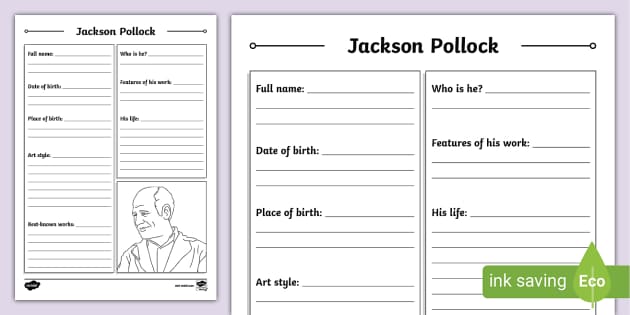 Jackson Pollock Fact File Template (teacher made)