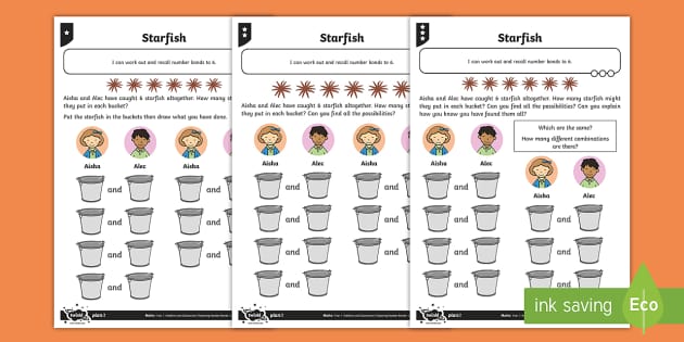 Deriving Number Bonds to Six Differentiated Worksheet / Worksheets