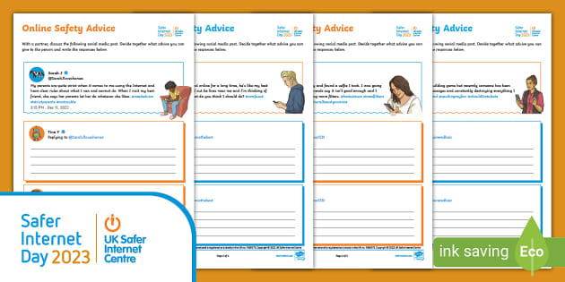 FREE! - Safer Internet Day: Online Safety Advice Partner Worksheet