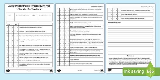 ADHD Checklist For Teachers Australia teacher Made 