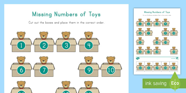 Missing Numbers of Toys Worksheet (teacher made)