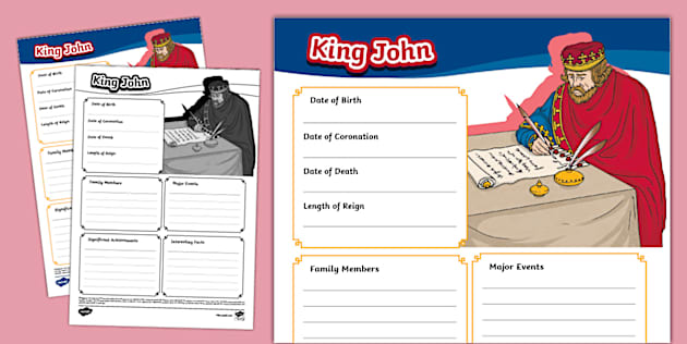 King John Fact File Template,King John (professor feito) King John Fact File Template,King John (professor feito)