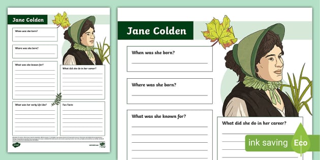 KS2 Jane Colden Fact File template (teacher made) - Twinkl