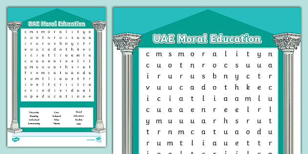Word Search - UAE Moral Education Key Vocab (teacher made)
