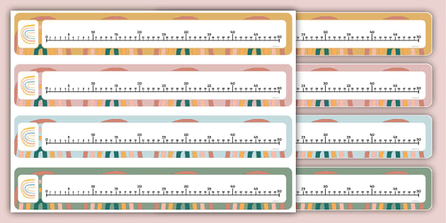 Muted Rainbow Themed 0-50 Number Line - (Teacher-Made)