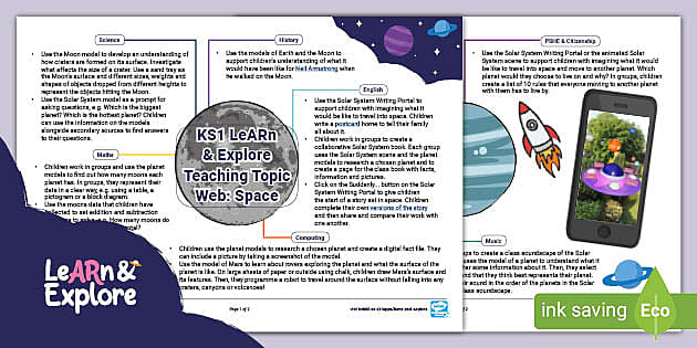 KS1 LeARn & Explore Teaching Topic Web: Space (Teacher-Made)