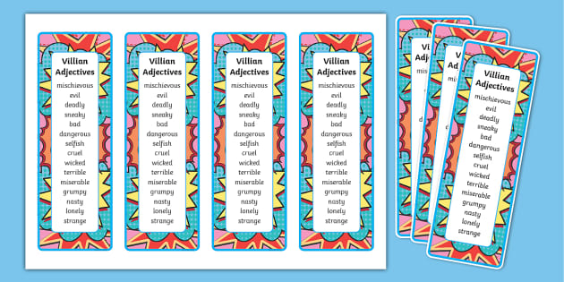 Villian Adjectives Bookmark (teacher made) - Twinkl