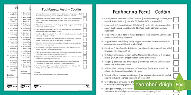 Fraction Word Problems Differentiated Worksheets Gaeilge Fraction Word Problems Differentiated Worksheets Gaeilge