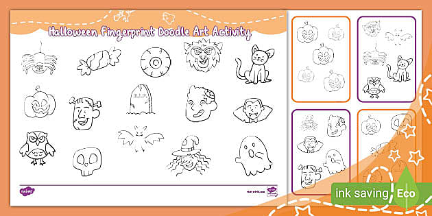 Halloween Fingerprint Doodle Art Activity (teacher made)