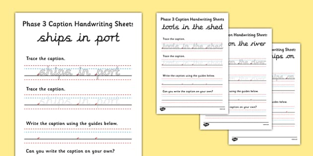 FREE! - Phase 3 Captions Handwriting Worksheets