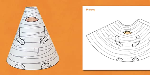 Halloween Cone Characters Mummy (teacher made) - Twinkl