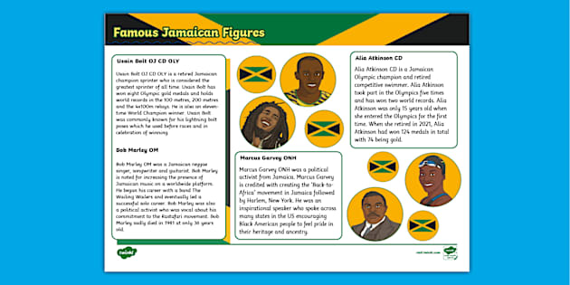 Famous Jamaican Figures Fact File (teacher made) - Twinkl