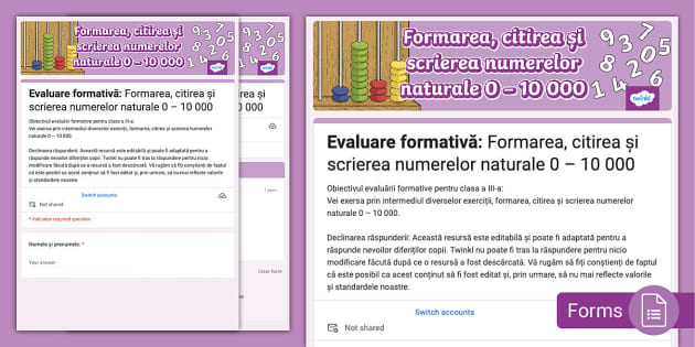 Formarea, citirea, scrierea numerelor 0-10 000 – Evaluare