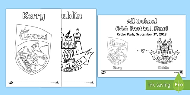 All Ireland GAA Football Final 2019 County Crest Colouring Sheets