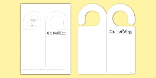 On Holiday Door Hanger Worksheet (Teacher-Made) - Twinkl