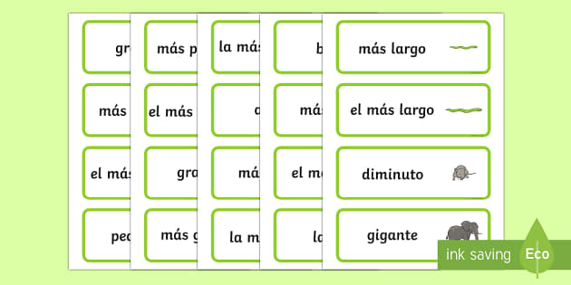 Size Word Cards Spanish (teacher made) - Twinkl