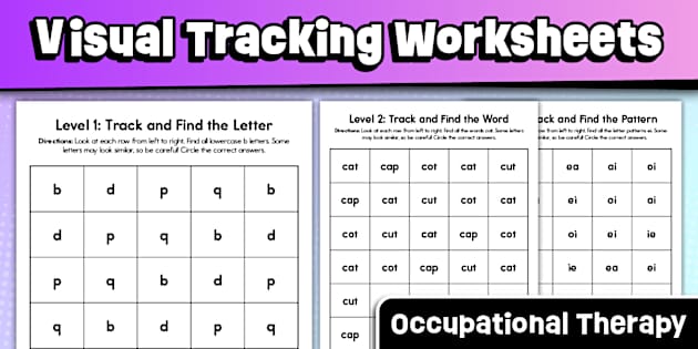 Visual Tracking Worksheets with Letters for Visual Scanning, Eye ...