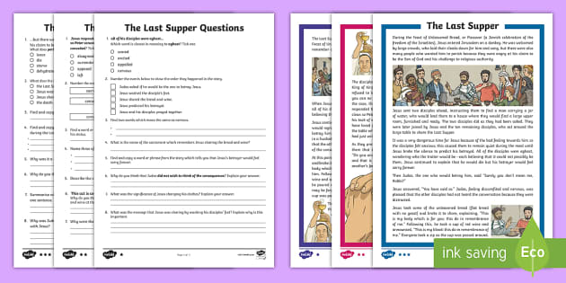 UKS2 The Last Supper Differentiated Reading Comprehension Activity