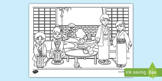 coloring page kimono