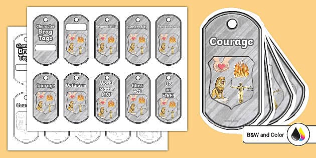 Sixth Grade Character Brag Tags (teacher made)