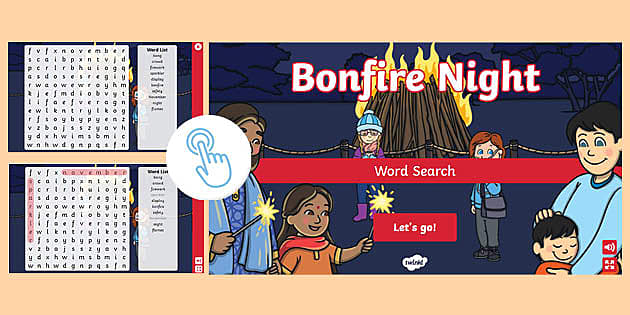 Interactive Bonfire Night Word Search Game - Twinkl Puzzled