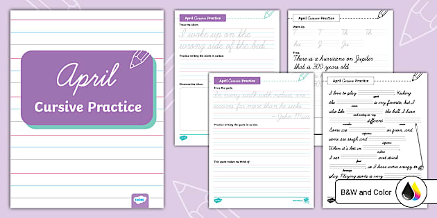 Third Grade April Cursive Practice Bundle - Twinkl Third Grade April Cursive Practice Bundle - Twinkl