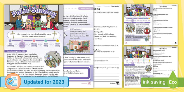 KS1 Palm Sunday Differentiated Comprehension Activity