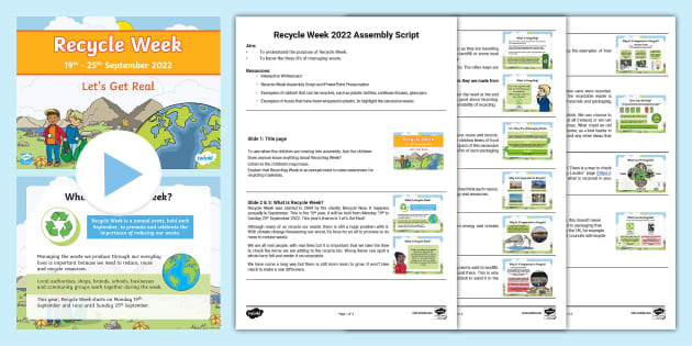 Recycle Week Whole School Assembly Pack (teacher made)