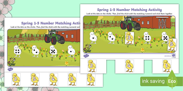 Spring 1-5 Number Matching Activity