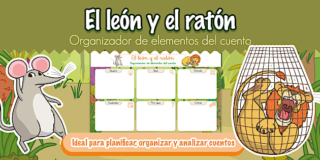 Ficha de actividad: Organizador de elementos del cuento - El león y el ...