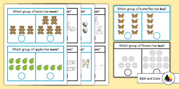 More or Less Clip Cards (teacher made) - Twinkl