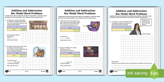  Addition And Subtraction Bar Model Word Problems Year 5