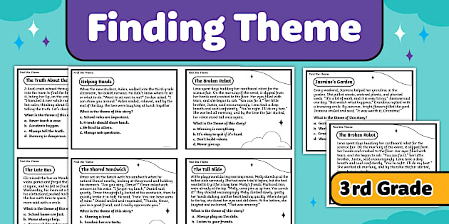 Third Grade Practice Finding Theme Challenge Cards