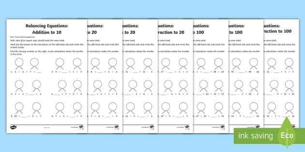 KS1 Addition And Subtraction Balancing Equations Worksheet Worksheets