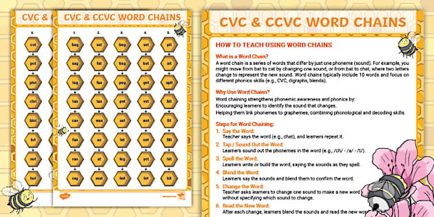 Grade 1 Phonics: Word Chains - CVC and CCVC words - Twinkl