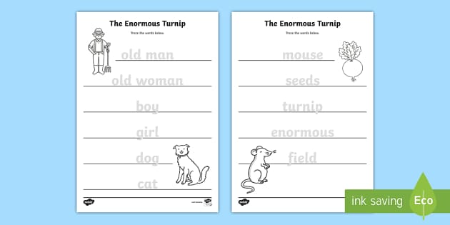 The Enormous Turnip Trace the Words Worksheet