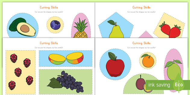 Fruit Themed Cutting Skills Activity (teacher made) - Twinkl