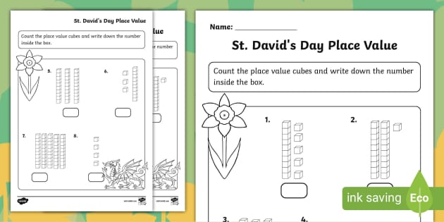 FREE! - St. David's Day Place Value Activity Sheet - Twinkl