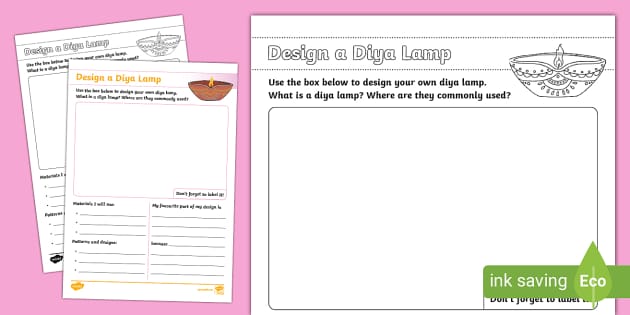 Design a Diya Lamp Worksheet (teacher made) - Twinkl