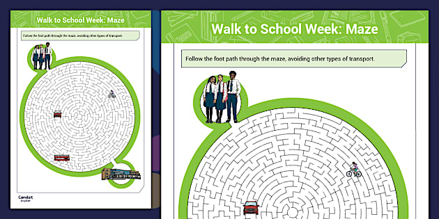 Walk to School Week: Maze (professor feito) - Twinkl Walk to School Week: Maze (professor feito) - Twinkl