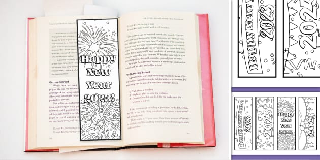 Happy New Year 2023 Colouring Bookmarks | Twinkl Party