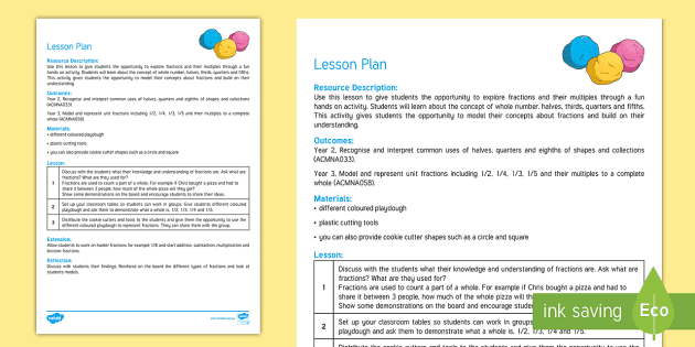 NAPLAN Modeling Clay Fractions Lesson Plan (teacher made)