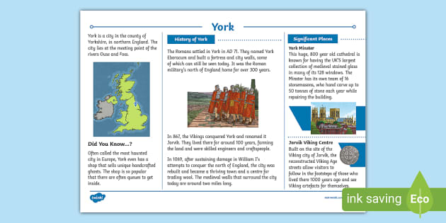 York Local History Fact File (teacher made) - Twinkl