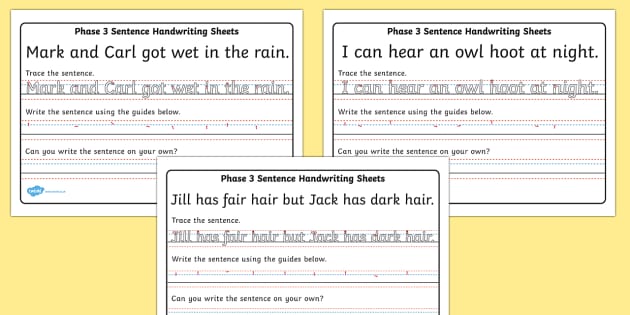 Handwriting Sheets Handwriting Practice Sentences