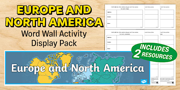 Europe and North America Word Wall Activity Display Pack