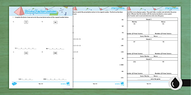 Prime Factorization Worksheet (teacher made) - Twinkl