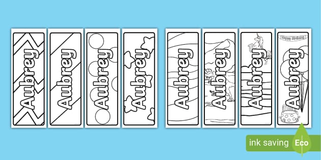 Free Aubrey Name Simple Colouring Bookmarks Twinkl