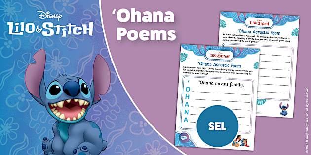 Lilo & Stitch: 'Ohana Acrostic Poem Writing Templates