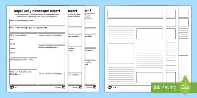 KS1 Royal Baby Newspaper Report Differentiated Activity Pack